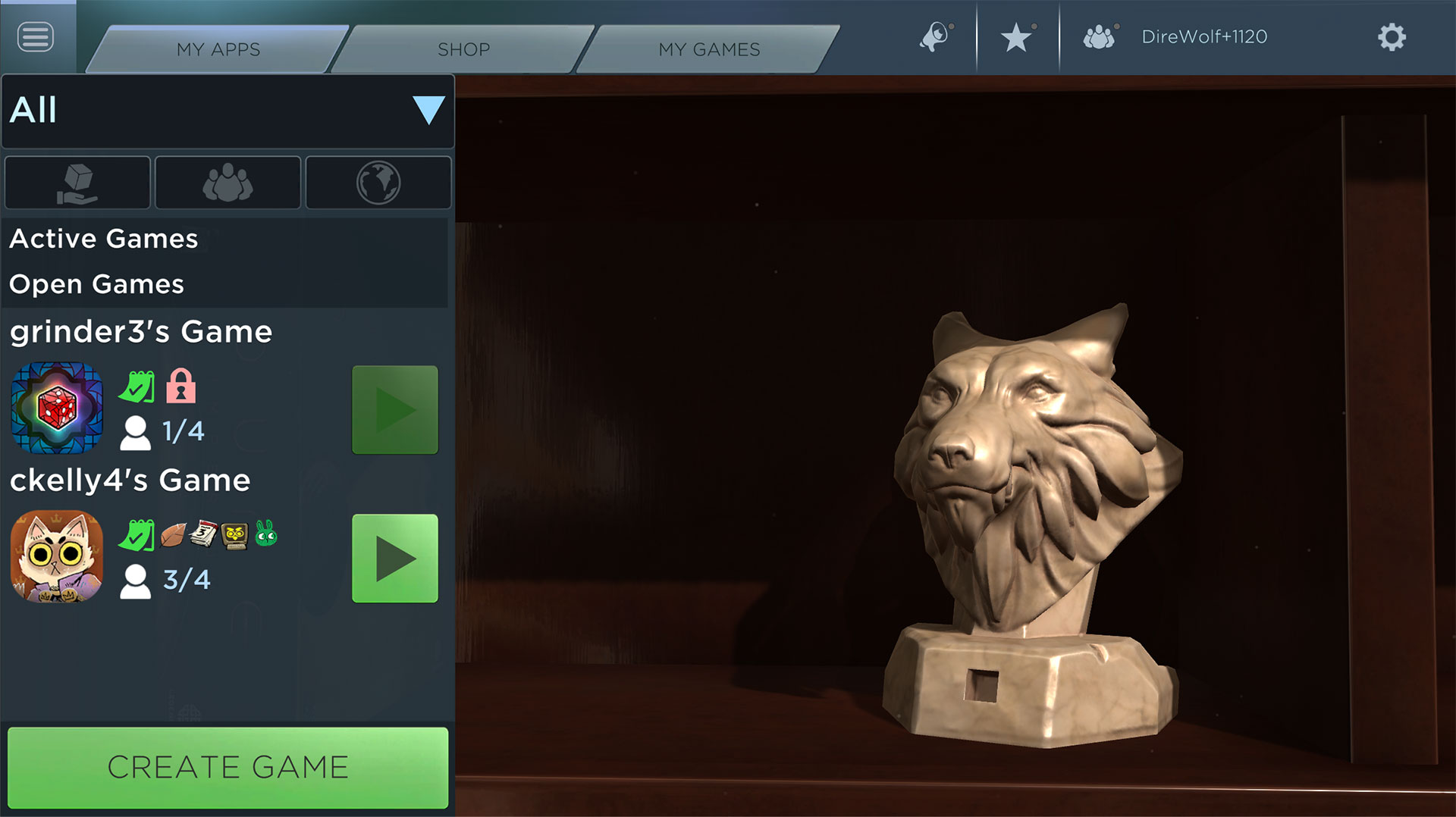 Game Room App - Dire Wolf Digital